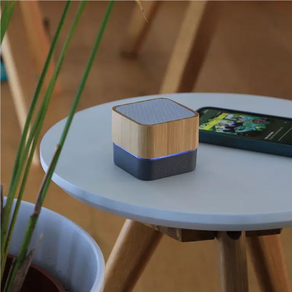 Lux Bamboo Square Mini Portable Speaker | Corporate Tech Gift